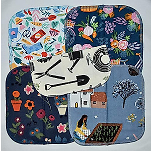 2 Ply Printed Flannel Little Wipes 8x8 Inches Set of 5 Gardening Love