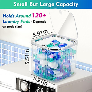 Famaster Laundry Pods Container with Pop-Up Lid, Laundry Pod Holder Holds 120+ Laundry Pods, Easy to See Dishwasher Pod Laundry Containers for Laundry Room Organization Storage Decor