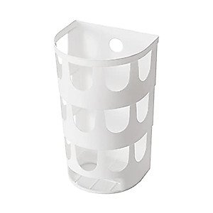 Plastic Garbag Bag Holder Stand Wall Mount Bag Dispenser Rubbish Trash Basket Large Capacity Bag Dispenser Hanging Storage Box(White)