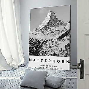 Matterhorn Poster Black And White Photo, Matterhorn Wall Art, Matterhorn Travel Poster, Matterhorn P Canvas Art Poster And Wall Art Picture Print Modern Family Bedroom Decor Posters 16x24inch(40x60cm)