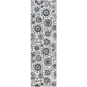 Wendy Transitional Floral Cream Runner Rug, 2' x 10'