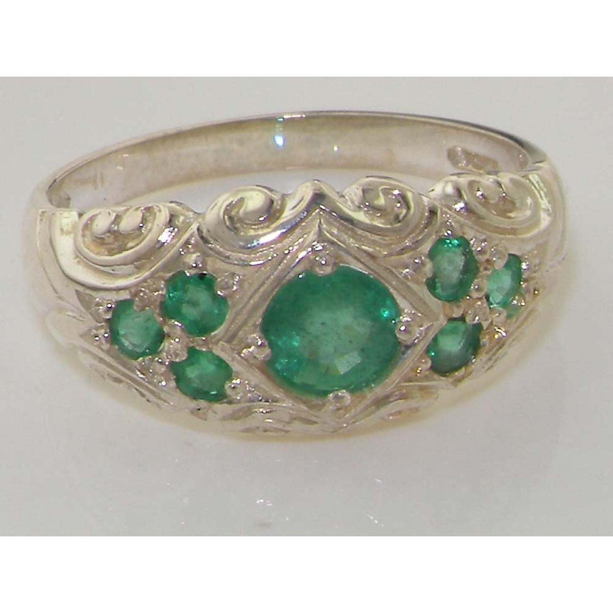 925 Sterling Silver Natural Emerald Womens Promise Ring - Size 8.75