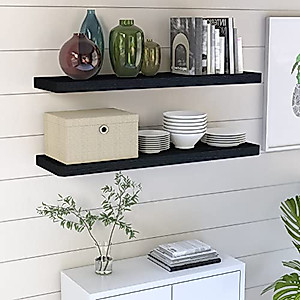 ATHENEE Home Soho Floating Shelf 36" - Wall Mount Display (9.8 x 35.4 x 1.5), Black