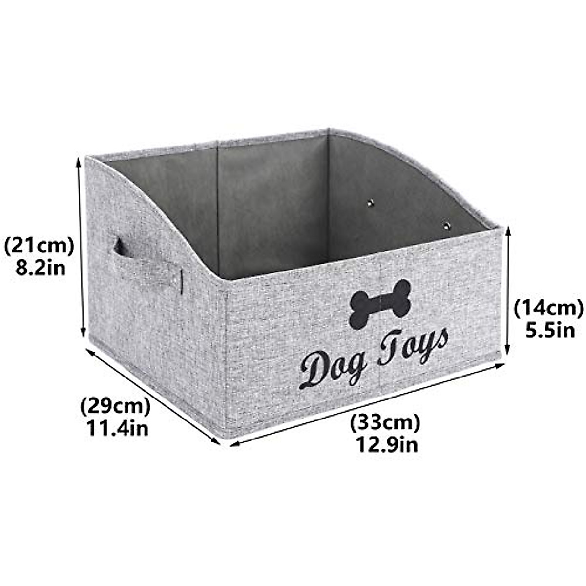 Brabtod Dog Toys Storage Bin,Pet Toy Box,Trapezoid Fabric Storage Bin, Dog Toy Organizer,Dog Toys Storage Basket,Collapsible Storage Bin for Dog Toys,Blanket,Clothes-Snowflake gray