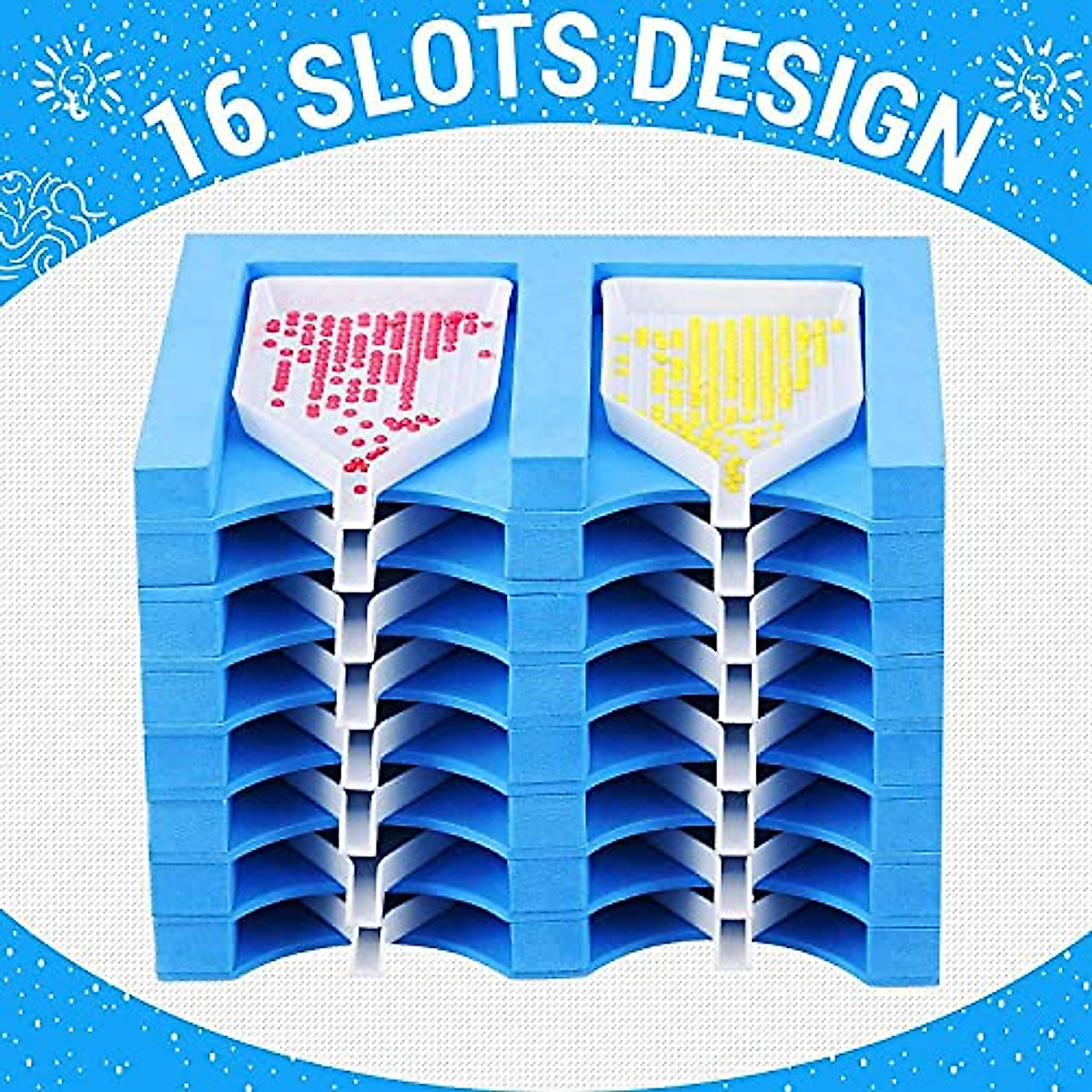 Kisty 16 Slots Diamond Painting Tray Organizer Diamond Painting Accessories Tray Diamond Painting Tools Kits Organizer Blue