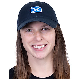 Ann Arbor T-shirt Co. Scottish Flag Hat - Country of Scotland Pride, Scots Low Profile Baseball Dad Hat for Men Women - (Navy Blue)