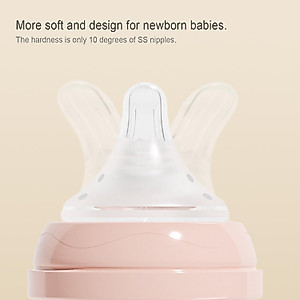 Gulicola Natural Glass Baby Bottles Gift Set 4 Pack, Newborn Boy Breastfeeding Bottles with Slow Flow Nipples, 0 Months+, 3 oz & 5 oz - Black/White