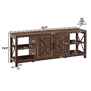 Okvnbjk TV Stand for 75 Inch TV with Storage,65 Inch Width Wood TV Stand for 65 70 75+ Inch TV with Soft Closing Door Hinges, Dark Walnut