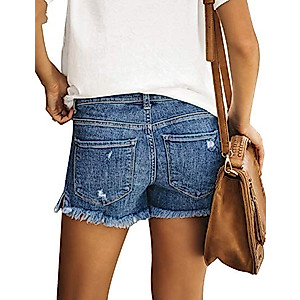 Women's Mid Rise Ripped Denim Shorts Frayed Raw Hem Jean Shorts Casual Shorts, Size XXL