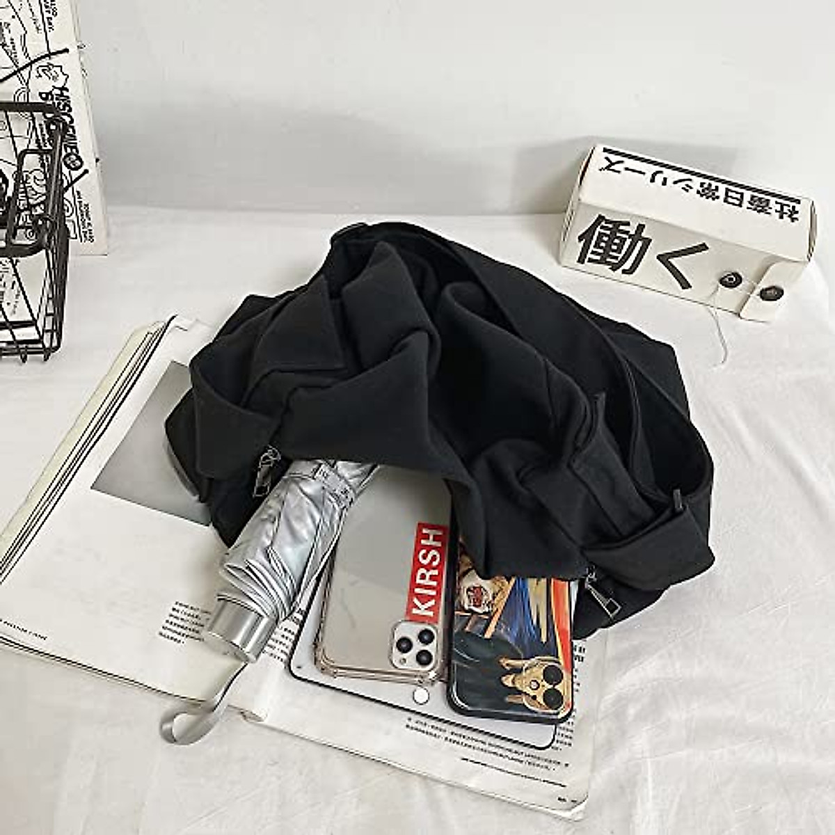 Aktudy Canvas Handbags Messenger Bag for Women Men Large Designer Hobo bag Crossbody Bag with Multiple Pockets for Couples