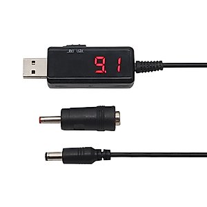 HiLetgo USB Boost Converter Cable DC 5V to 9V 12V USB Step-up Cable USB to DC 5.5x2.1mm 3.5x1.35mm USB Power Supply Adapter UBS Power Voltage Boost Converter Max Power 18W
