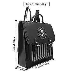 MARINASUKA Backpacks for Boys Girls Kawaii School Backpacks Black Faux Leather Bag Nevermore Academy Back to school Schoolbag Halloween Cosplay Gifts for Teens