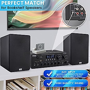 Pyle Bluetooth Home Audio Amplifier Receiver Stereo 300W Dual Channel Sound Audio System w/MP3, USB, SD, AUX, RCA, MIC, Headphone, FM, LED, Reverb Delay, for Home Theater Speakers, Studio - PDA69BU