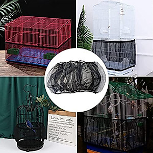 Bird Cage Seed Catcher,Nylon Mesh Parrot Net,Feather Seed Catcher,Seed Catcher Guard Net Cover,Stretchy Skirt for Bird Cage,Large,Light and Breathable Fabric(Black,Circumference 42"-85")