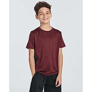 Real Essentials 5 Pack: Boys Girls Active Athletic Quick Dry Dri Fit Short Sleeve T-Shirts Crew Neck Tops Teen Gym Undershirts Tees Youth Basketball Moisture Wicking Tshirt-Set 5,Medium (8-10)