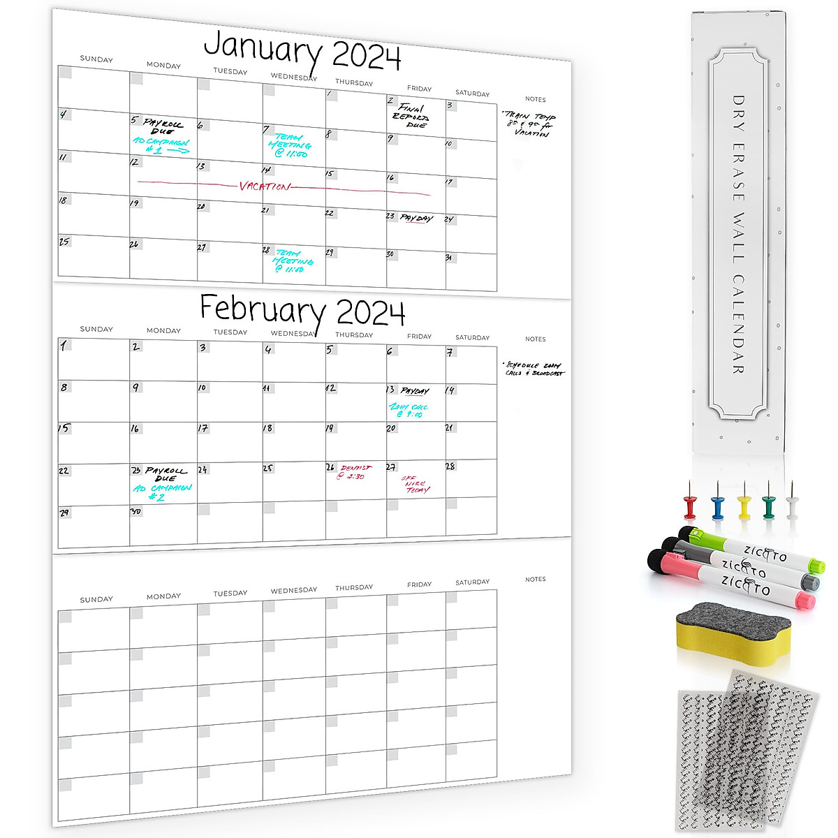 3 Month Dry Erase Wall Calendar for Easy Planning – Erasable 30" x 45" Calendar for White Boards - A Great Planner and Visual Organizer For Your Home or Office Wall