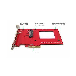 Ableconn PEXU2-132 NVMe 2.5-inch U.2 (SFF-8639) SSD PCIe 4.0 x4 Carrier Adapter Card - for 2.5-inch U.2 NVMe SSD - U.2 to PCIe - PCIe Adapter for U.2 Drive