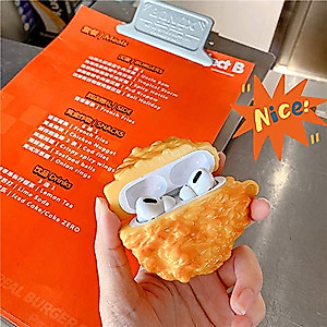 LEWOTE Airpods Pro Silicone Case Funny Cute Cover Compatible for Apple Airpods Pro[Simulation Food Series][Best Gift for Kids Friends Boys Girls] (Fried Chicken Nuggets)