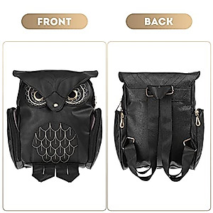 PRETYZOOM Owl Shaped Backpack Goth Purse PU Leather Backpack Fashionable Women Backpack Travel School Backpack Casual Backpack Owl Gifts for Women Gothic Purse School Backpacks for Teenagers