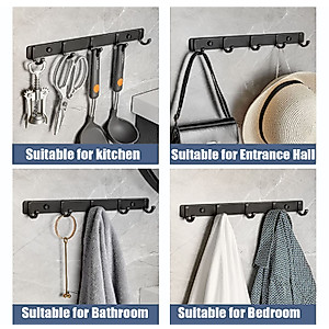 Yauende Wall Mounted Coat Rack, 5 Hanging Hooks Wall-Mounted for Entryway Kitchen Bathroom Storage Organizer Coat Rack for Hanging Coat, Towel, Bag, Robe, Hat