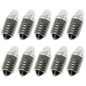 SQXBK 10PCS 2.5V0.3A Mini Screw Base Light Bulbs E10 Screw Base Flashlight Bulbs Light Mini Lamps Miniature Screw Base Light Bulbs for Home Experiment Circuit Electrical Test Accessories