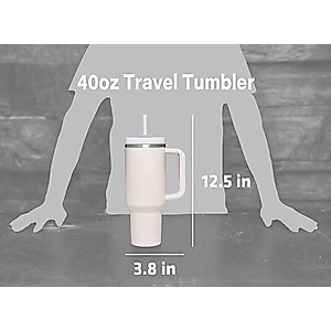 YOUEXPERT 40 oz Tumbler with Handle and Straw Tumbler with Lid and Straw Stainless Steel Tumblers, Car Mug Outdoor Sports Travel Gift 40oz Insulated Tumblers (Rose quartz)