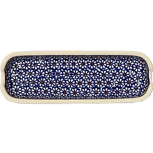 Polish Pottery Corn-on-the-cob Dish From Zaklady Ceramiczne Boleslawiec 1517-120 Traditional Pattern, Dimensions: Length: 8.75" Width: 3"