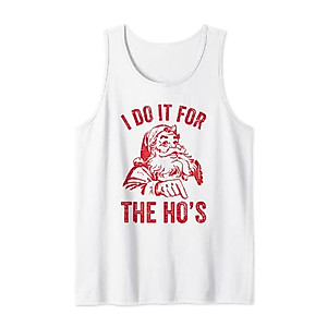 I Do It For The Hos Funny Christmas Retro Santa Claus Tank Top