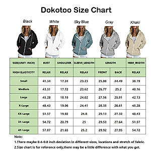 Dokotoo Women's Fall Solid Color Oversized Full Zip Up Hoodie Long Sleeve Plus Size Ladies Hooded Gray Sweatshirts Pockets Jacket Coat for Women Teen Girls 2024 Fashion Casual Large
