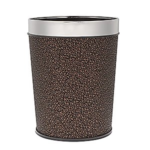 Zerodeko European Style Garbage Bin Vintage Round Trash Can Toilet Trash Storage Bin Pressing Ring Rubbish Can Garbage Container Home Decoration (Black+ Silver)