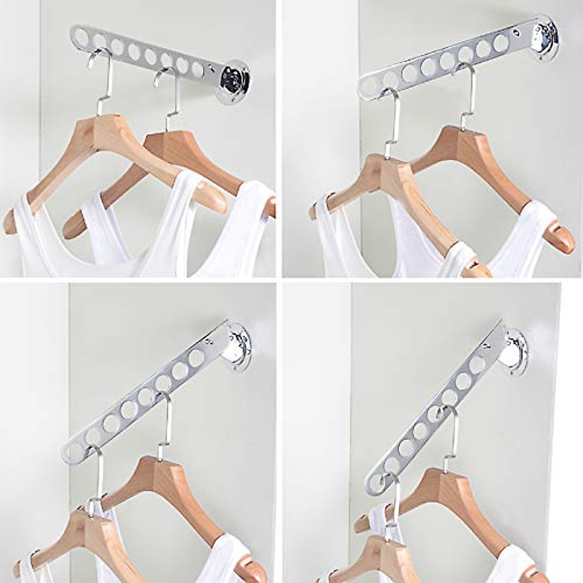 Alise Clothes Hanger Clothing Multiple Hook Wardrobe Hanging System Closet Storage Organizer Holder Wall Mounted,Stainless Steel Brushed Nickel