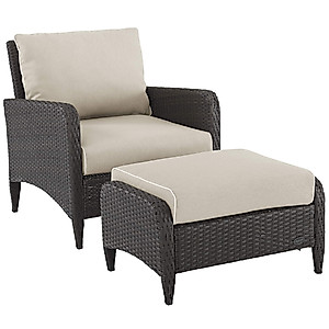 Crosley Furniture Kiawah 2-Piece Outdoor Chair Set, Wicker Patio Chairs for Conversation, Porch, Deck, Blue