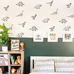 QUCHENG Dinosaur Wall Decals Animal Boys Bedroom Stickers Removable Decor Nursery Kids Room Modern Stylish Murals DIY Cute Decorations 5 Sheets