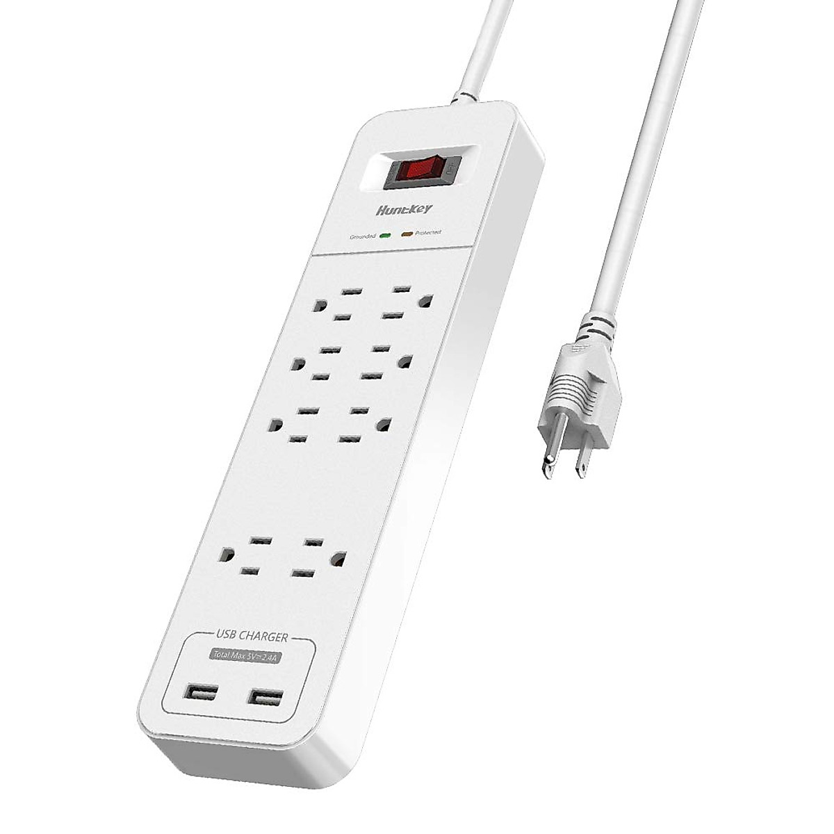 Huntkey Power Strip Surge Protector 4000 Joule, 3 USB Charger Port 12 ...