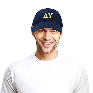 DALIX Delta Upsilon Fraternity Greek Letters Ball Cap Embroidered Hat in Navy Blue