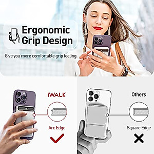 iWALK MAG-X Magnetic Wireless Power Bank with Stand, 5000mAh Portable Charger with USB-C Port & LED Display, Ergonomic Grip Design Battery Pack Compatible with iPhone 14/13/12 Series,White