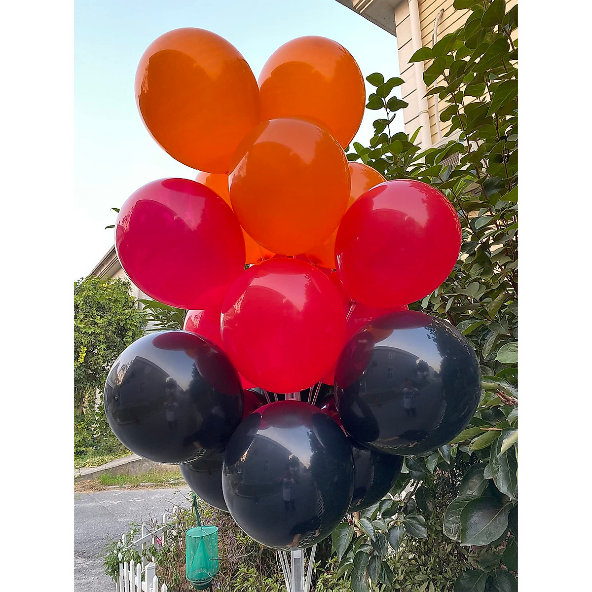 JODIDI 100 Pcs 12 Inch Latex Balloons in Black, Orange, and Red - Perfect for Halloween, Graduation, Birthday, Baby Shower Party Decorations
