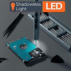 LAIGAK 62-in-1 Electric Precision Power Screwdriver Set, 48 Magnetic Bits, Aluminum Rechargeable Portable Cordless Magnetic Repair Tool Kit for Phone Camera Laptop Watch