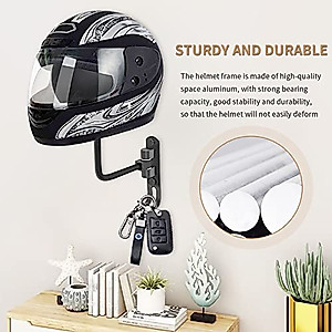 Motorcycle Helmet Rack, Helmet Holder Wall Mount 180° Rotation Hanger with 2 Hook for Coats, Caps, Motorcycle Accessories (Black, 2 PCS)