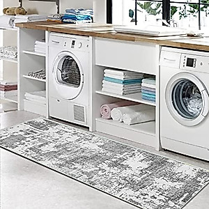 JURLEA Hallway Runner Rug Non-Slip Carpet Runner for Hallways Kitchen Living Room No Shedding Washable Lightweight Long Runners Rug (Cream/Grey, 2'x 6')