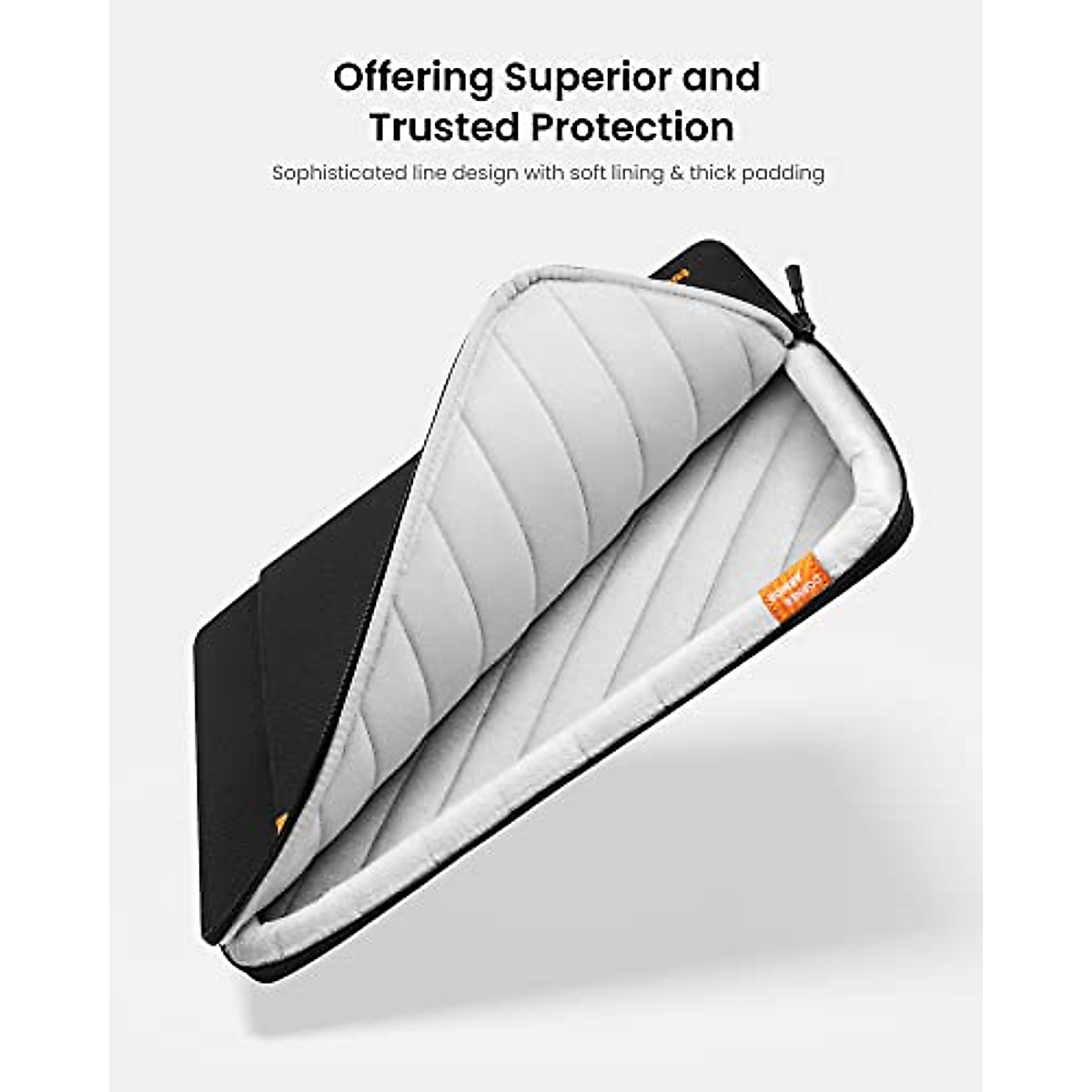 tomtoc 360° Protective Laptop Sleeve for 13-inch MacBook Air M2/A2681 M1/A2337 2018-2022, MacBook Pro M2/A2686 M1/A2338 2016-2022, Water-Resistant Case for 12.9 iPad Pro 6th/5th/4th/3rd Gen, Black