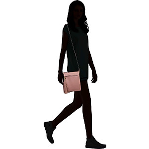 B BRENTANO Vegan Double-Zip Pocket Crossbody Handbag Purse wih Big Tassel Accent (Blush)