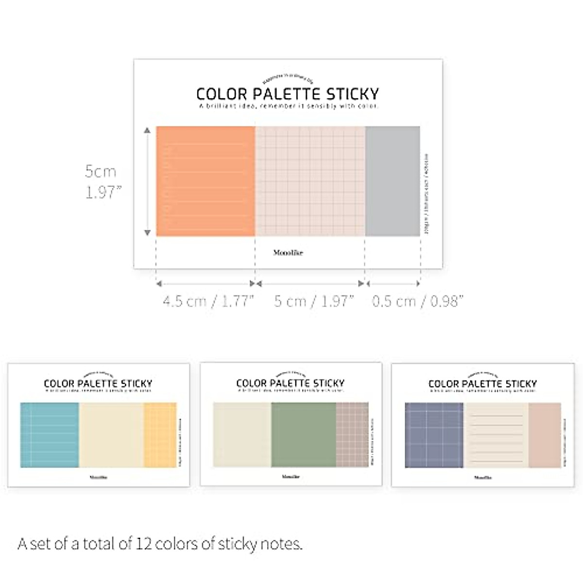 Monolike Color Palette Sticky Plan 300 C Set 4p - Self-Adhesive Memo Pad 50 Sheets