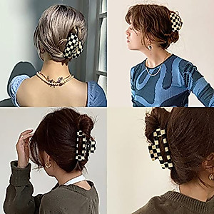 Checkered Hair Clip, Claw Banana Clips for Thick Hair Black White Jaw Clips French Tortoise Shell Grip Pin Teeth y2k Accessories for Women Girls (2Pack)