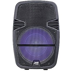 Naxa Electronics Portable Bluetooth Party Speaker with Disco Light, 15-inch, Black, Portable Party Speaker