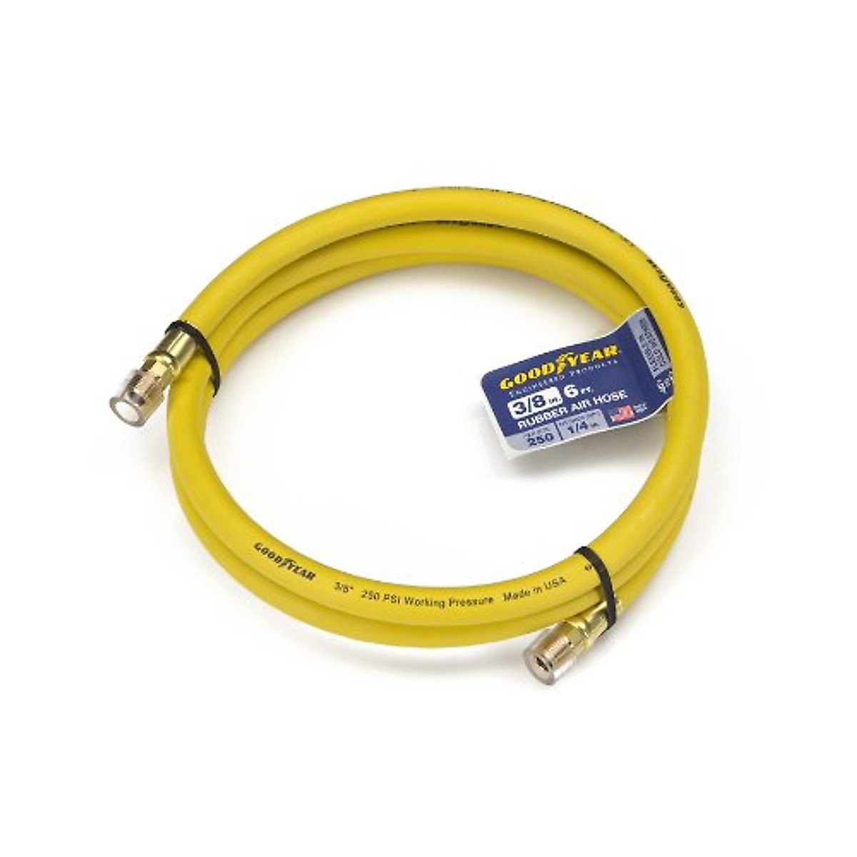 Goodyear 6' x 3/8" Rubber Whip Hose Yellow 250 PSI
