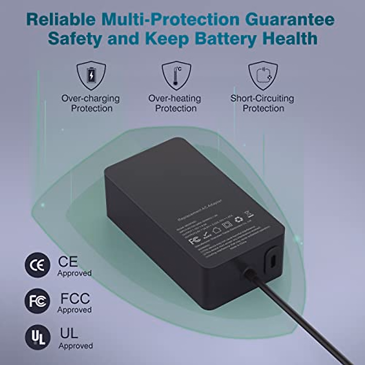 Surface Pro Charger for Microsoft Surface Pro 9, 8, 7+, 7, 6, 5, 4, X, Windows Surface Laptop 5, 4, 3, Studio, Surface Go, Surface Book 3, 2, 1, 65W Surface Laptop Charger + 20W USB C, LED, 10FT