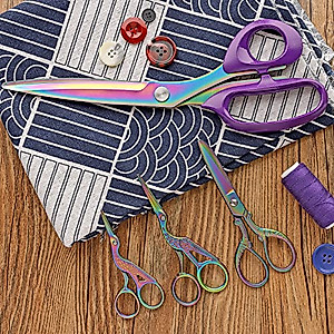 Asdirne Titanium Coating Sewing Scissors Bundle, Professional Fabric Scissors Set, Ultra-Sharp Stainless Steel Blades, Ergonomic Handle, Great for Tailor, Embroidery, Craft, 10.5"/5.1"/4.5"/3.6"