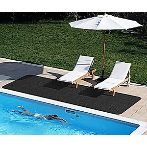 House, Home and More Indoor Outdoor Double-Ribbed Carpet Runner with Skid-Resistant Rubber Backing - Smokey Black - 3 Feet x 10 Feet