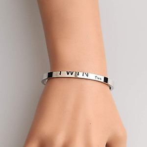 ENSIANTH Twins Gift Twin Bracelet Twin One Twin Two Cuff Bangle (Twin Cuff Set)